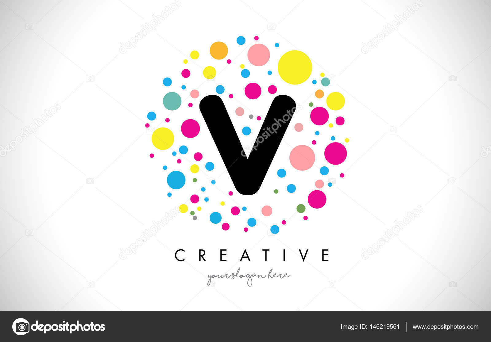 V Bubble Dots Letter Logo Design with Creative Colorful Bubbles. Stock ...