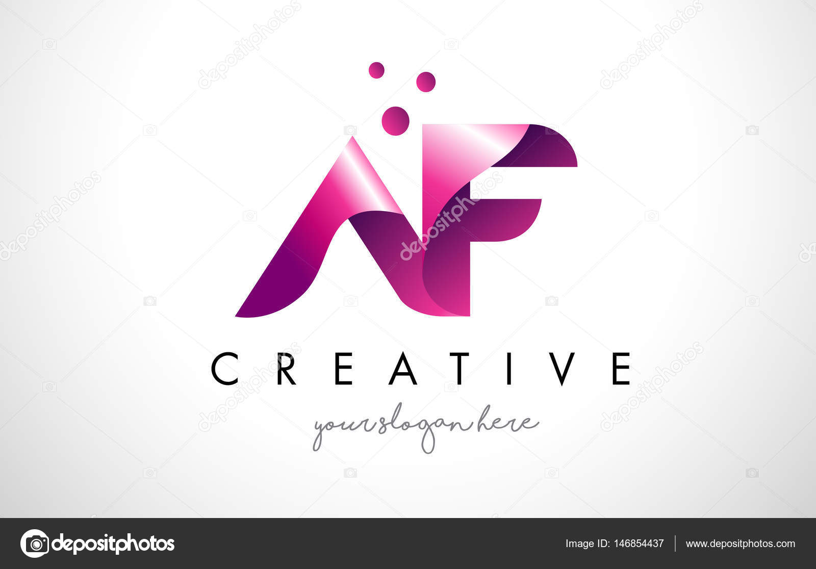 Diseño del logotipo de la letra AF con colores y puntos púrpura Vector de stock por ...