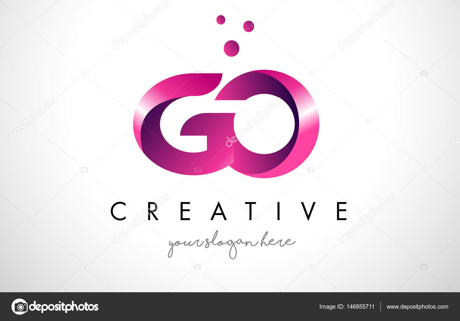 GO Letter Logo Design with Purple Colors and Dots Stock Vector Image by ...
