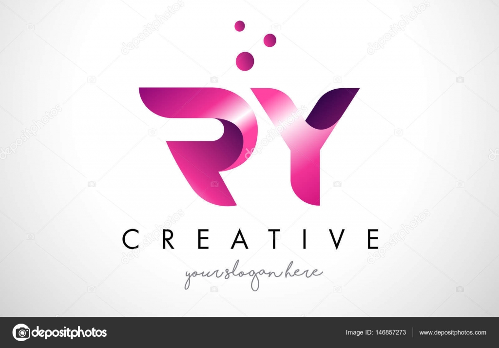 RY Letter Logo Design with Purple Colors and Dots Stock Vector Image by ...