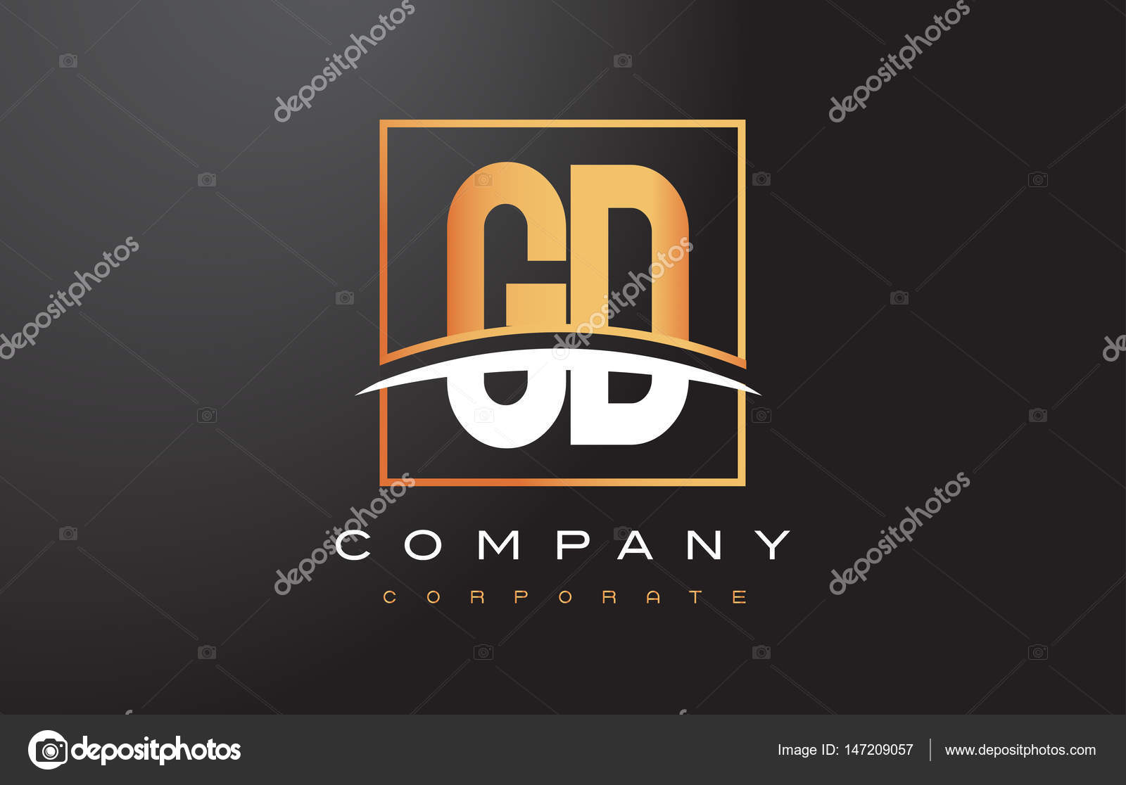 GD G D Golden Letter Logo Design with Gold Square and Swoosh. Stock ...