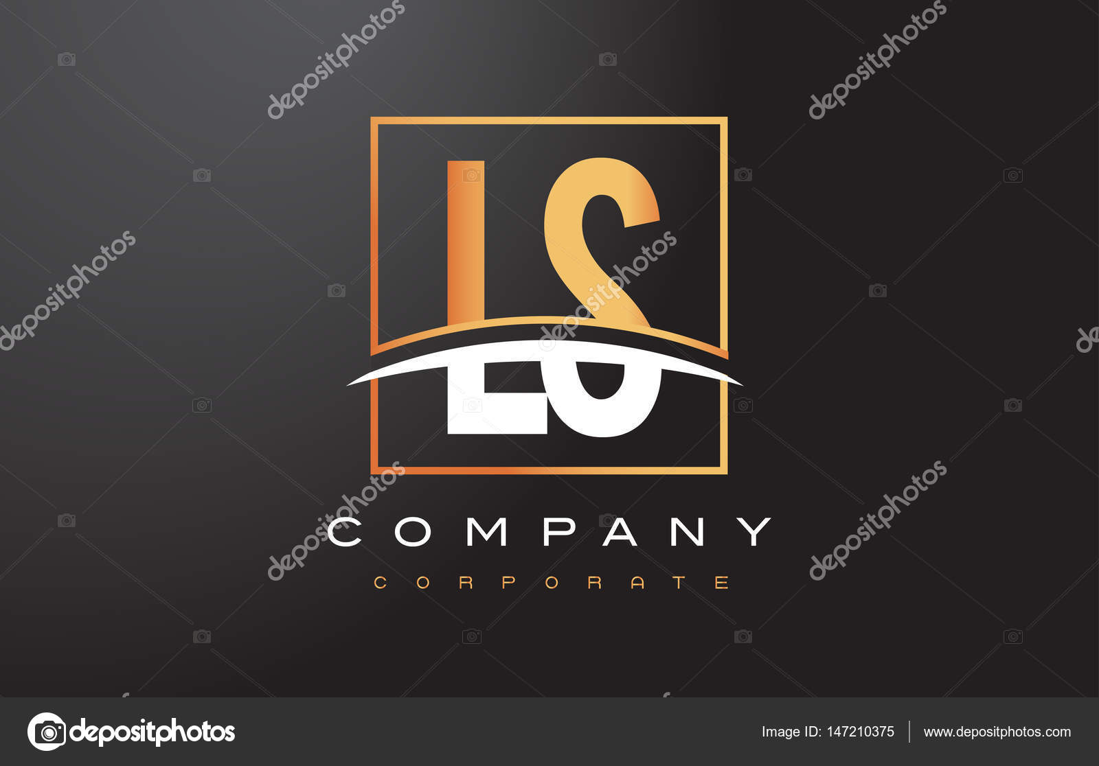 LS L S Golden Letter Logo Design with Gold Square and Swoosh. Stock ...