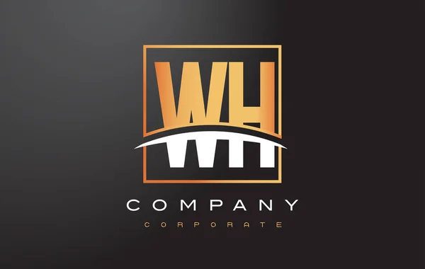 Wx W X Golden Letter Logo Design With Gold Square And Swoosh Stock Vector Image By