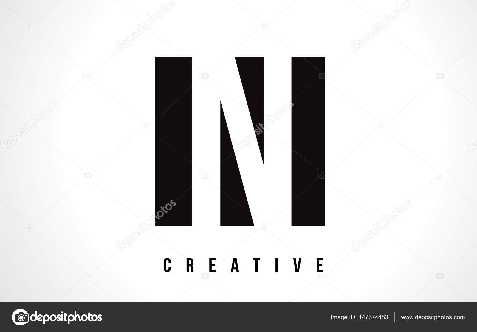 N White Letter Logo Design with Black Square. Stock Vector Image by ...