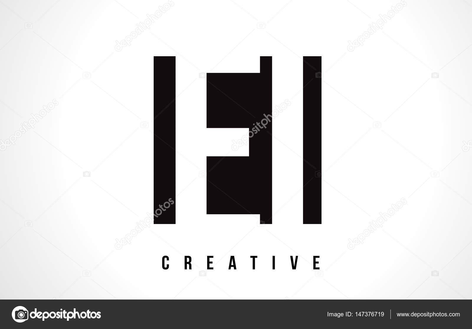 EI E I White Letter Logo Design with Black Square. Stock Vector Image ...