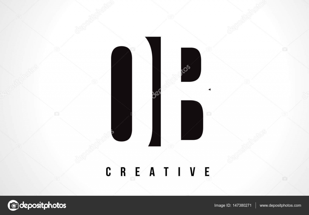 OB O B White Letter Logo Design with Black Square. Stock Vector Image ...