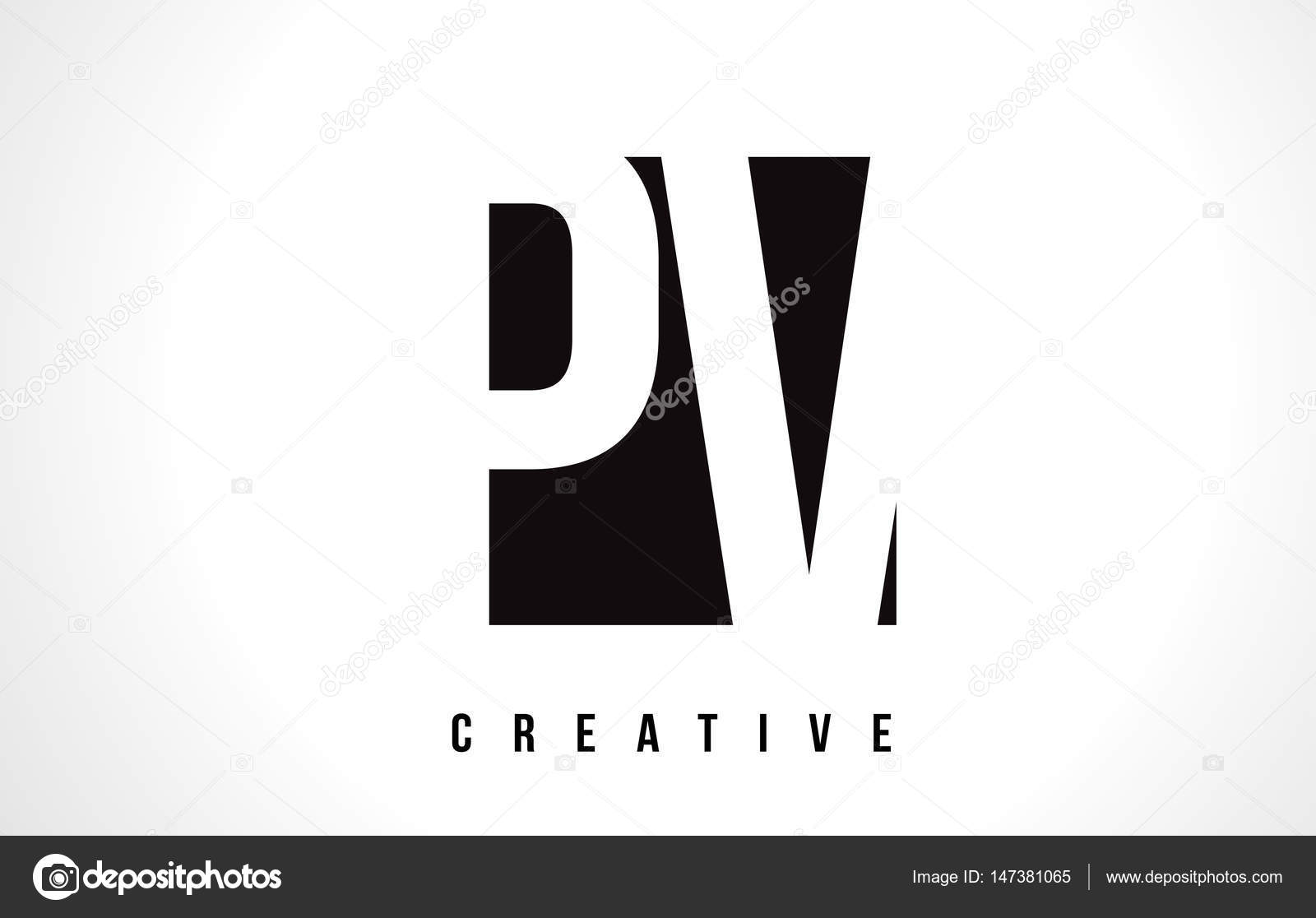 PV P V White Letter Logo Design with Black Square. Stock Vector Image ...