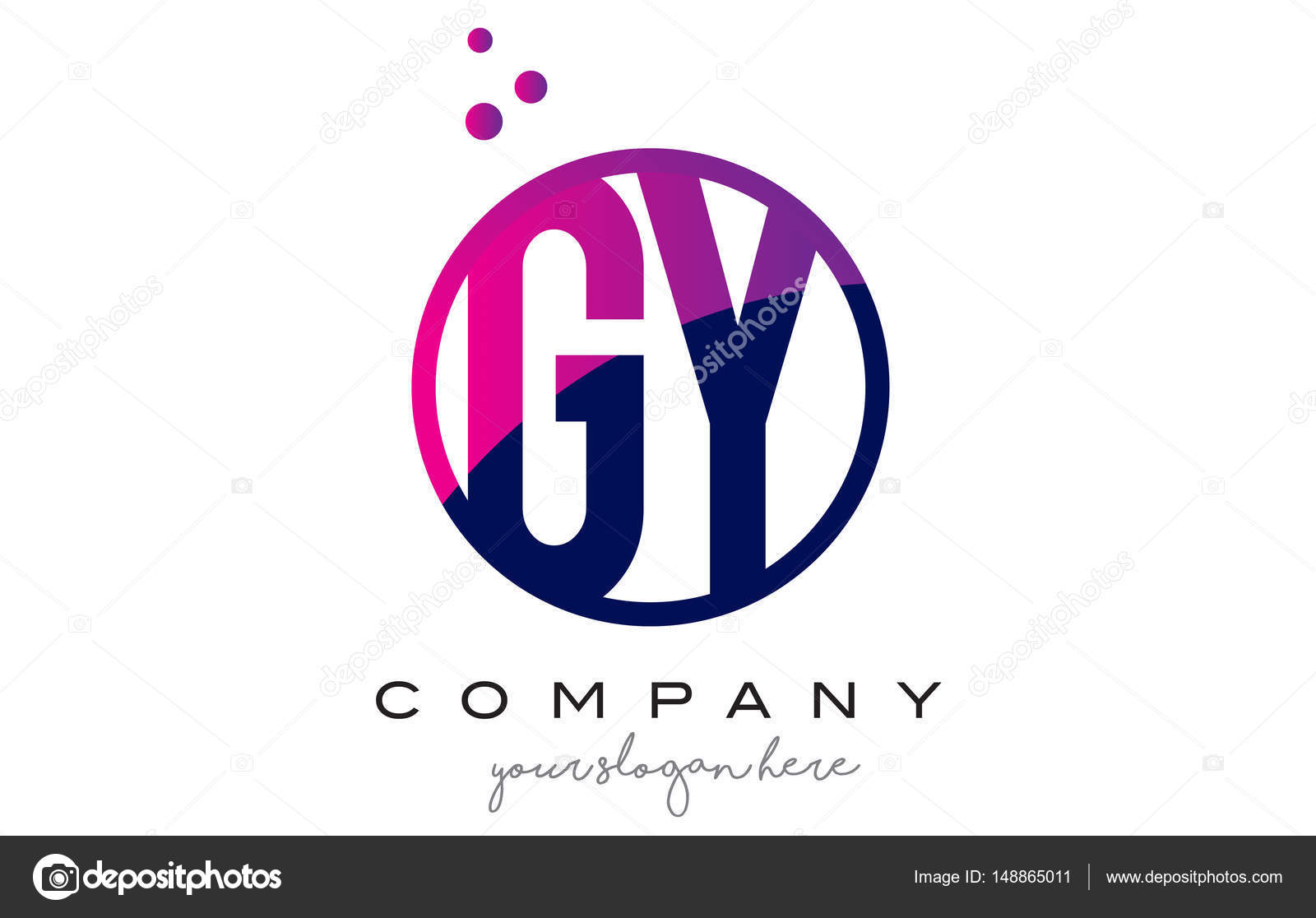 GY G Y Circle Letter Logo Design with Purple Dots Bubbles Stock Vector ...