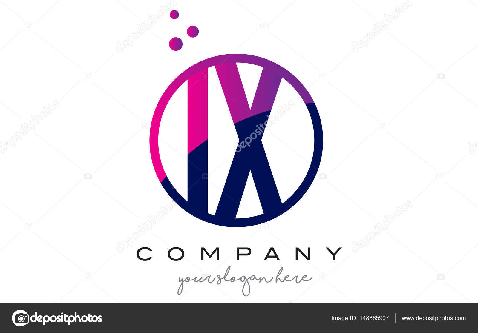 IX I X Circle Letter Logo Design with Purple Dots Bubbles Stock Vector ...