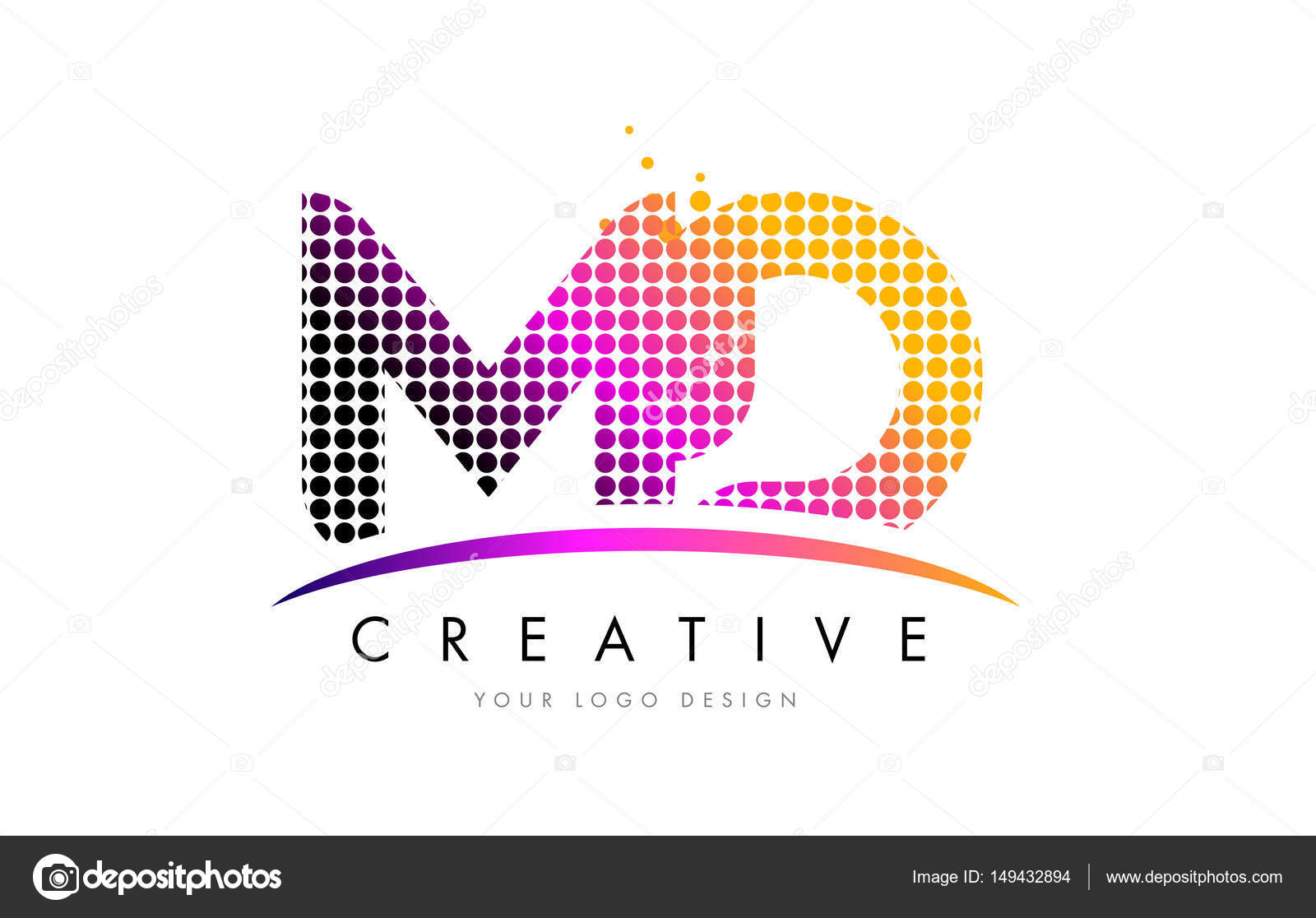 MD M D Letter Logo Design with Magenta Dots and Swoosh Stock Vector by ...