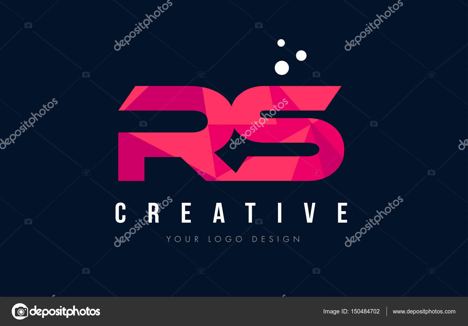 RS R S Letra Logo con Purple Low Poly Pink Triangles Concepto Vector de ...