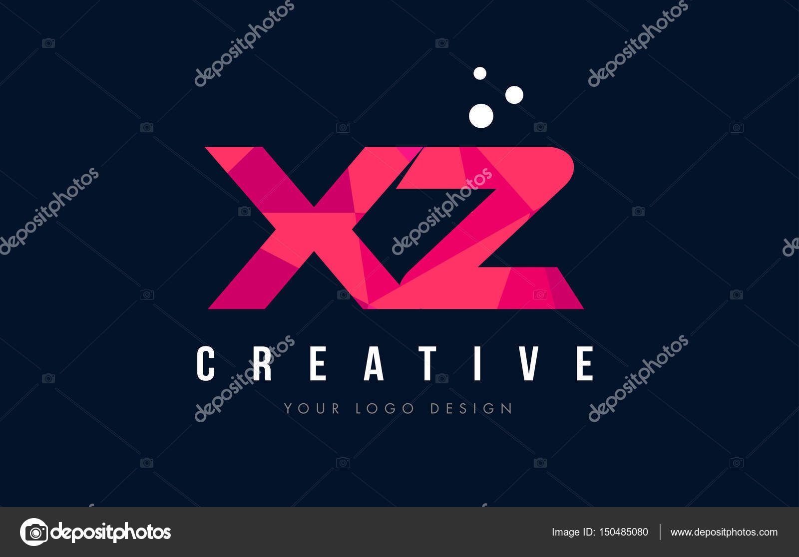 XZ X Z Letter Logo with Purple Low Poly Pink Triangles Concept Stock ...