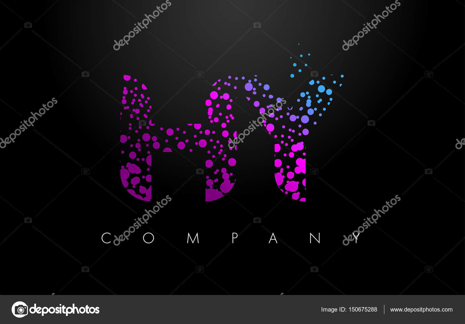 HY H Y Letter Logo with Purple Particles and Bubble Dots Stock Vector ...