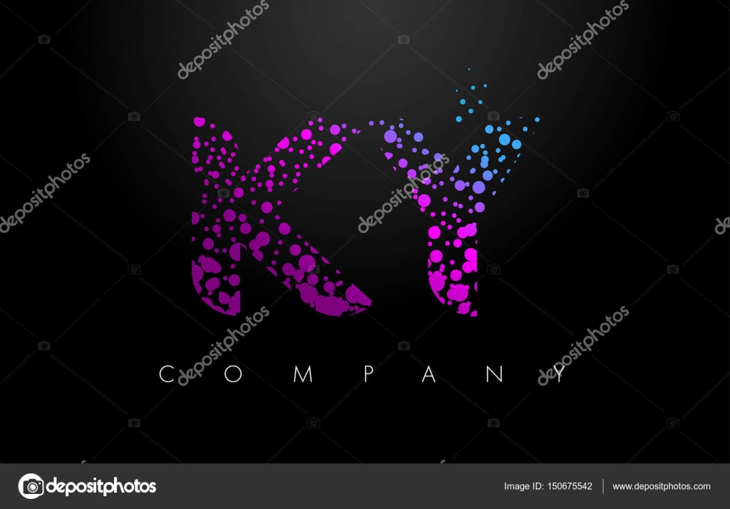 KY K Y Letter Logo with Purple Particles and Bubble Dots Stock Vector ...