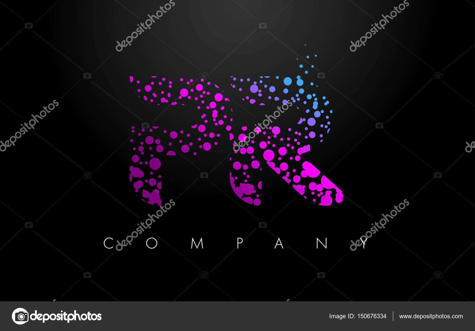 PR P R Letter Logo with Purple Particles and Bubble Dots Stock Vector ...