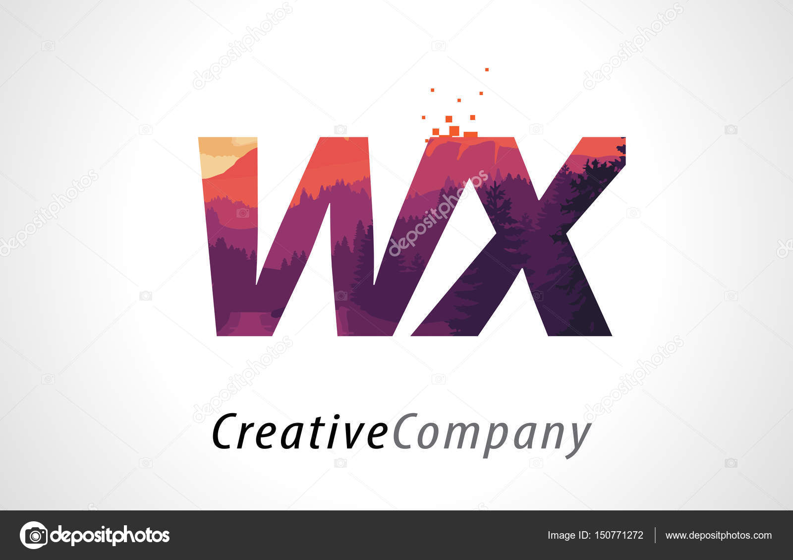 WX W X Letter Logo Design with Purple Forest Texture Flat Vector ...