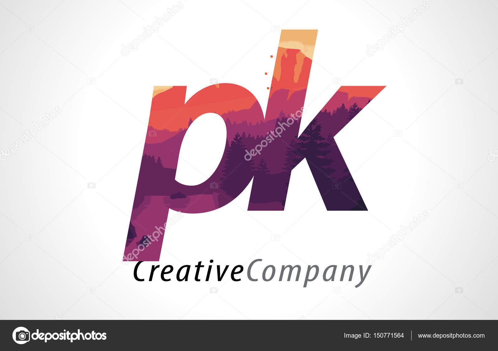 PK P K Letter Logo Design with Purple Forest Texture Flat Vector Stock ...
