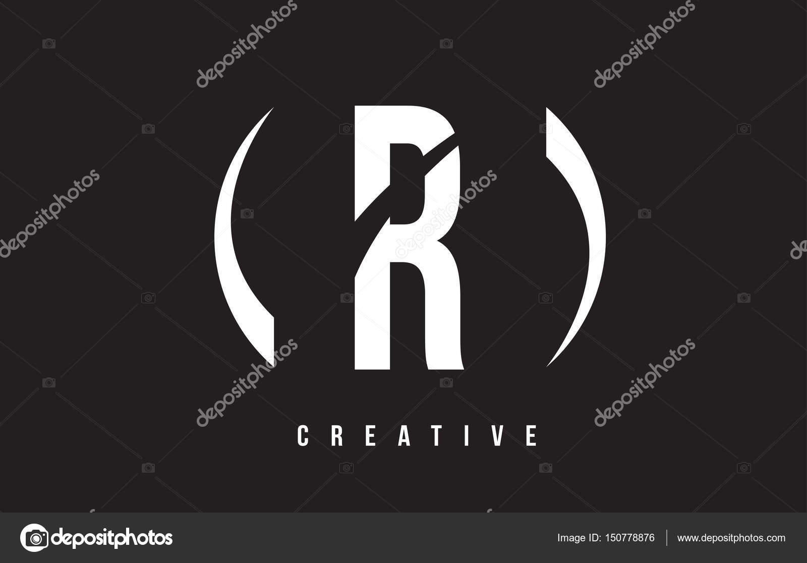 R White Letter Logo Design with Black Background. Stock Vector by ...