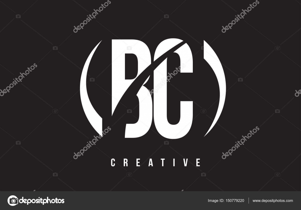 BC B C White Letter Logo Design with Black Background. Stock Vector ...