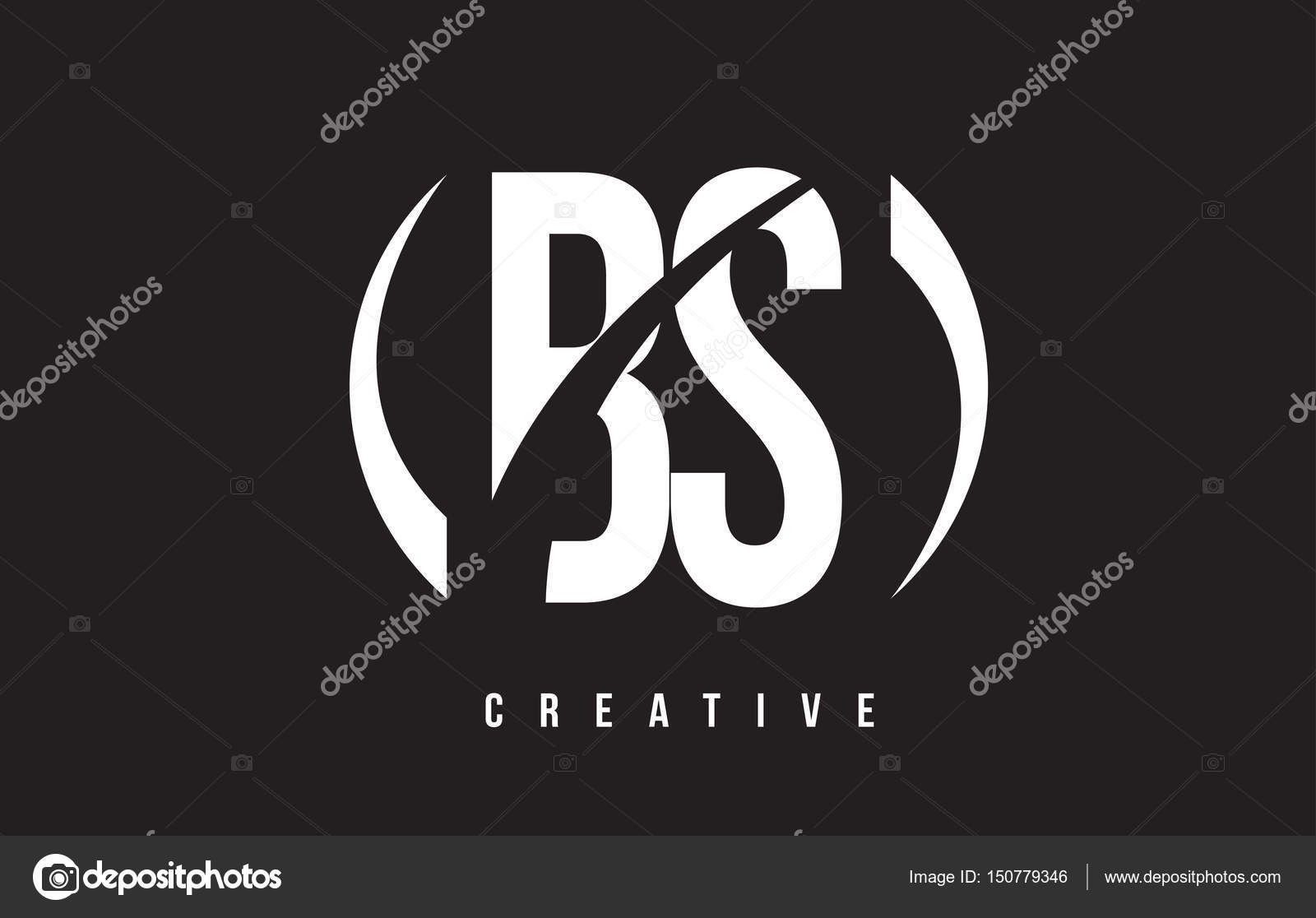 BS B S White Letter Logo Design with Black Background. Stock Vector ...