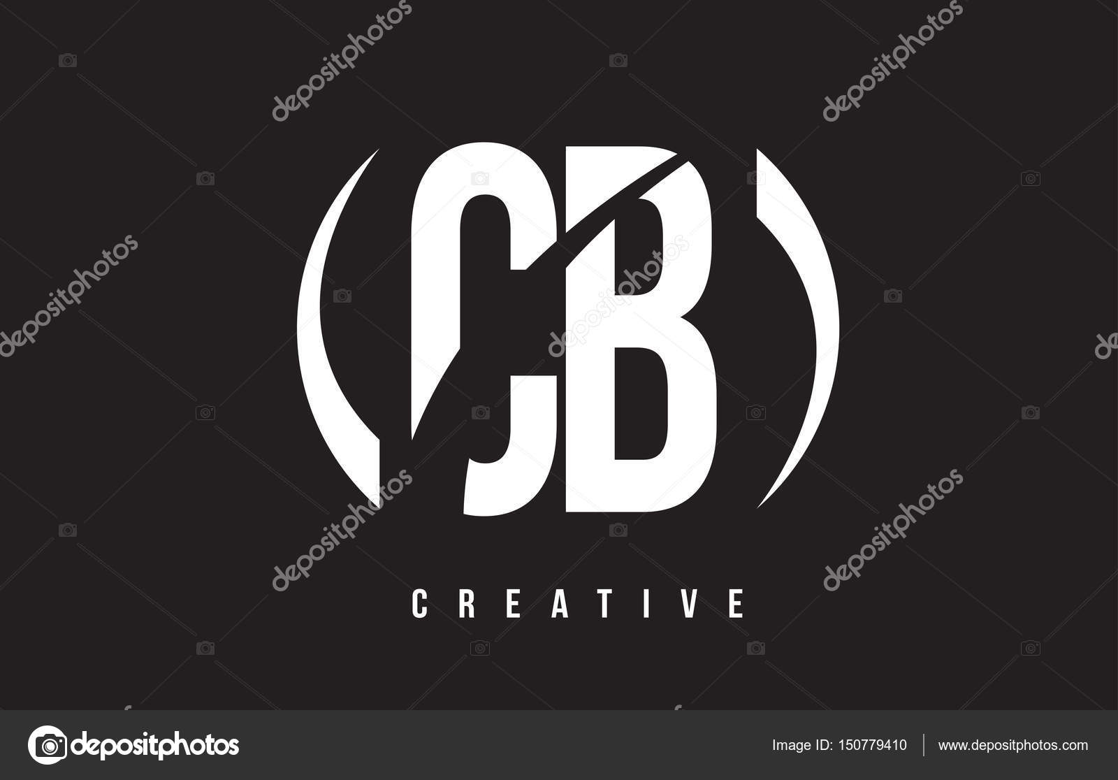 CB C B White Letter Logo Design with Black Background. Stock Vector ...
