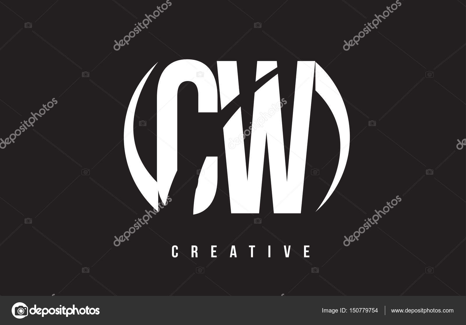 CW C W White Letter Logo Design with Black Background. Stock Vector ...