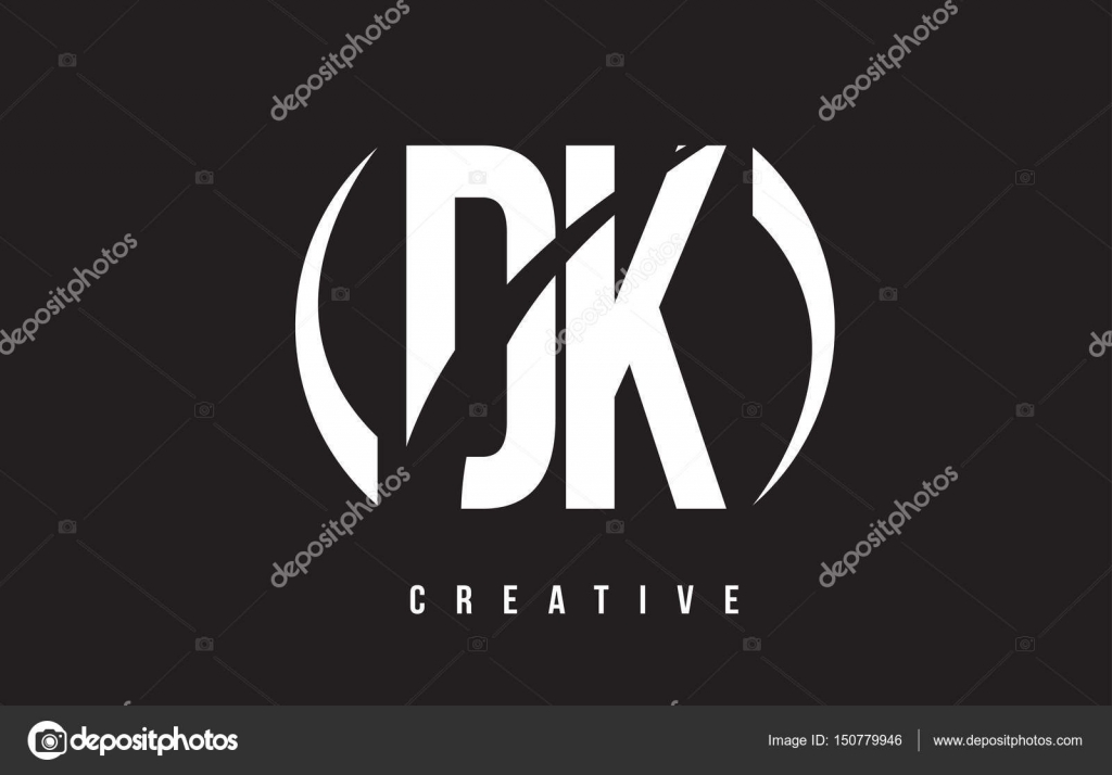 DK D K White Letter Logo Design with Black Background. Stock Vector ...