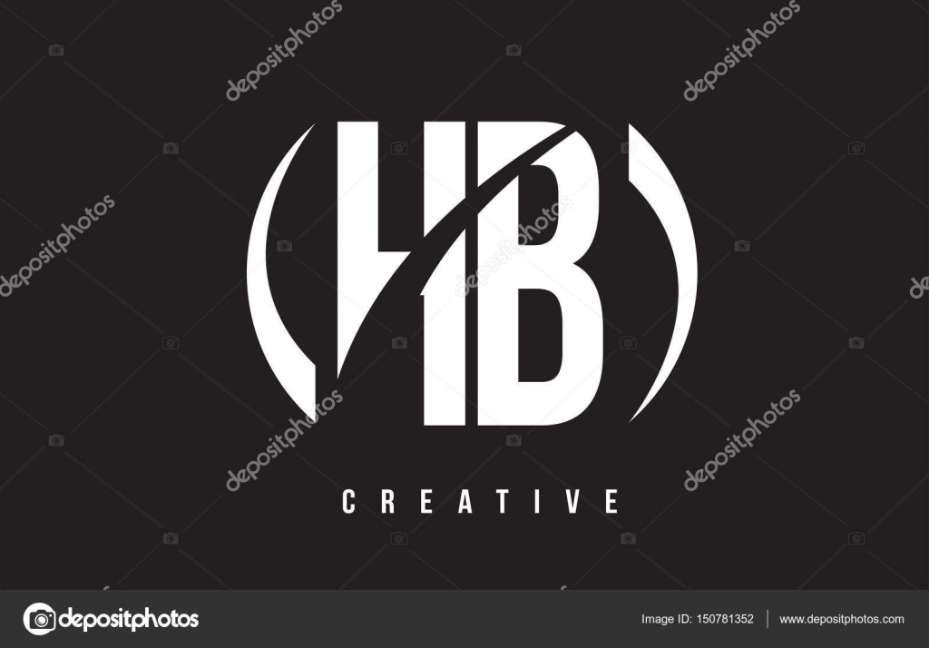 HB H B White Letter Logo Design with Black Background. Stock Vector ...