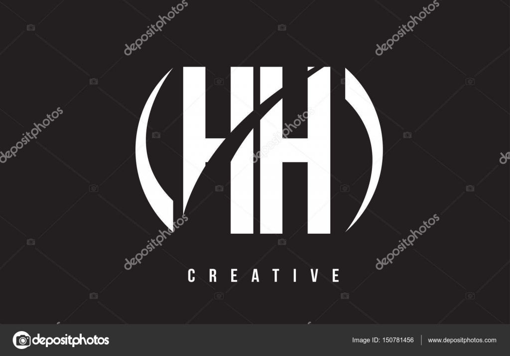 HH H H White Letter Logo Design with Black Background. Stock Vector ...