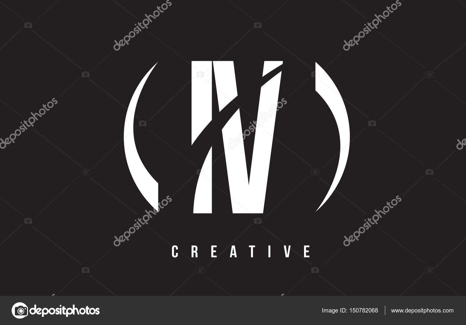 IV I V White Letter Logo Design with Black Background. Stock Vector by ...