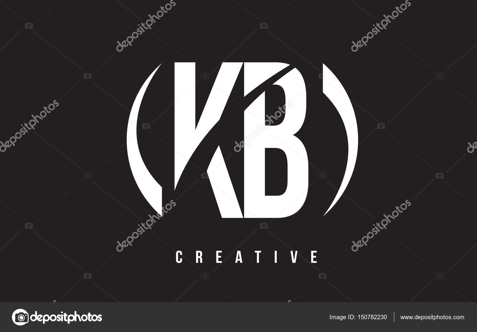 KB K B White Letter Logo Design with Black Background. Stock Vector ...