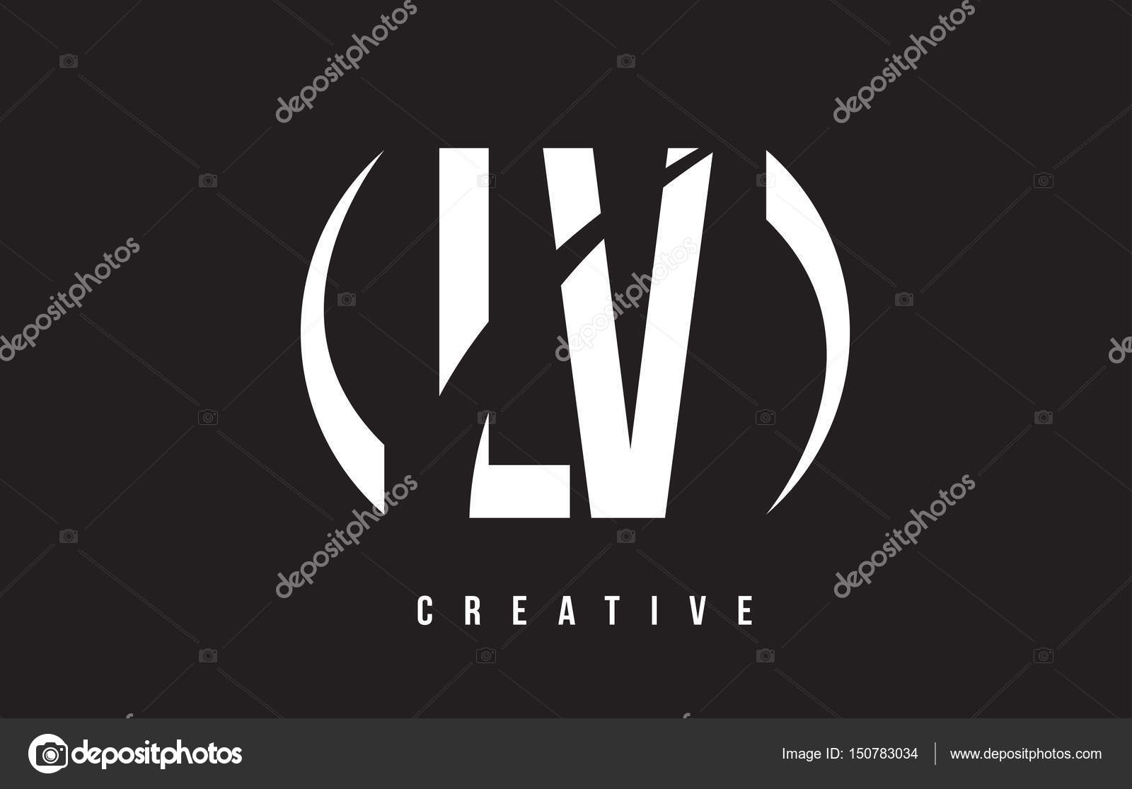 LV L V White Letter Logo Design with Black Background. Stock Vector ...