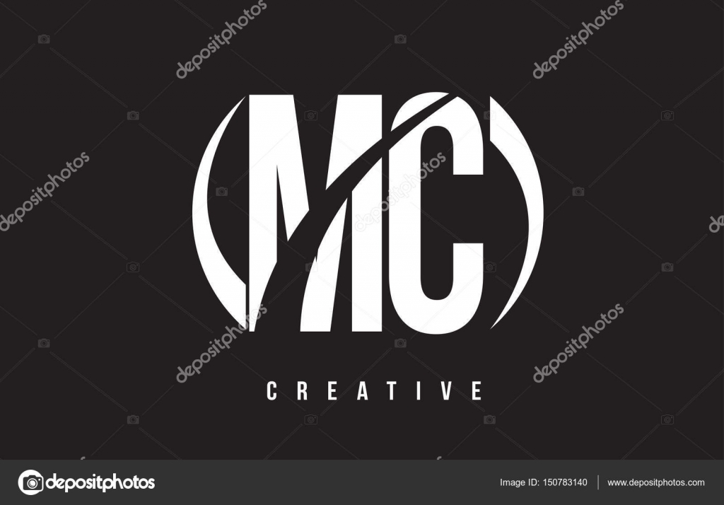 MC M C White Letter Logo Design with Black Background. Stock Vector by ...