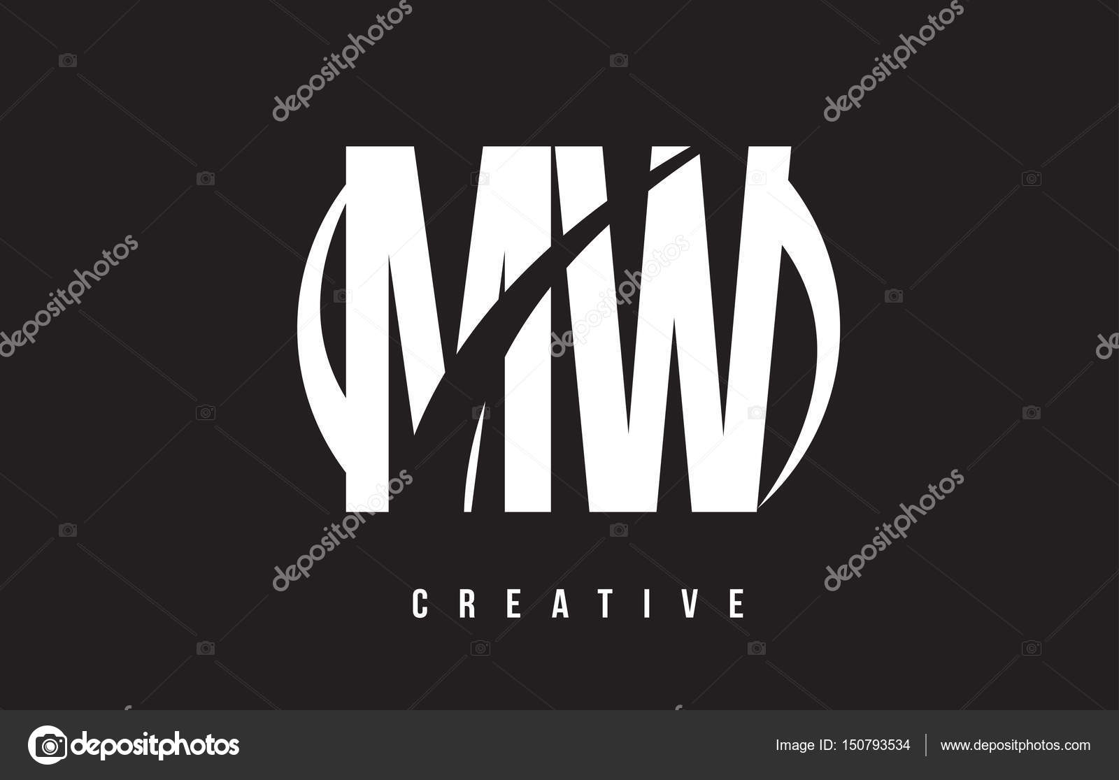 MW M W White Letter Logo Design with Black Background. Stock Vector ...