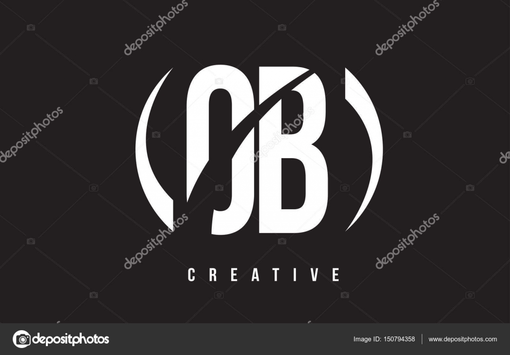 OB O B White Letter Logo Design with Black Background. Stock Vector by ...