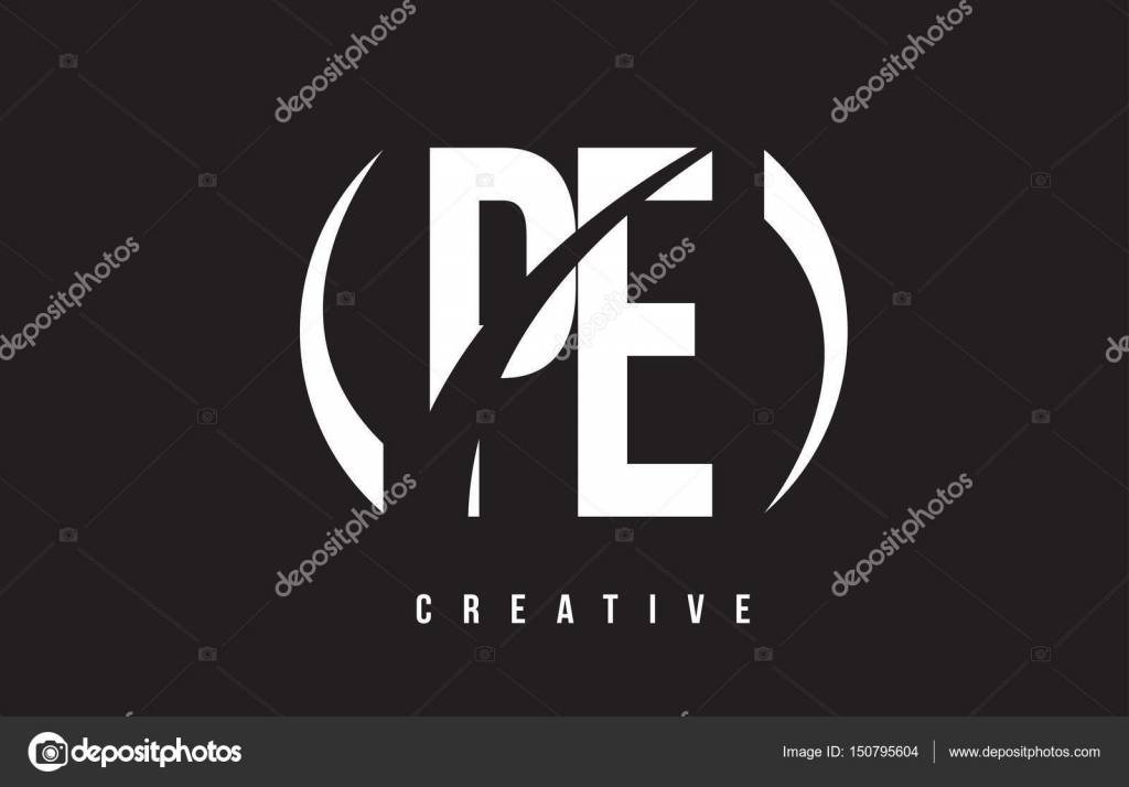 PE P E Letra blanca Diseño de Logo con Fondo Negro . Vector de stock ...