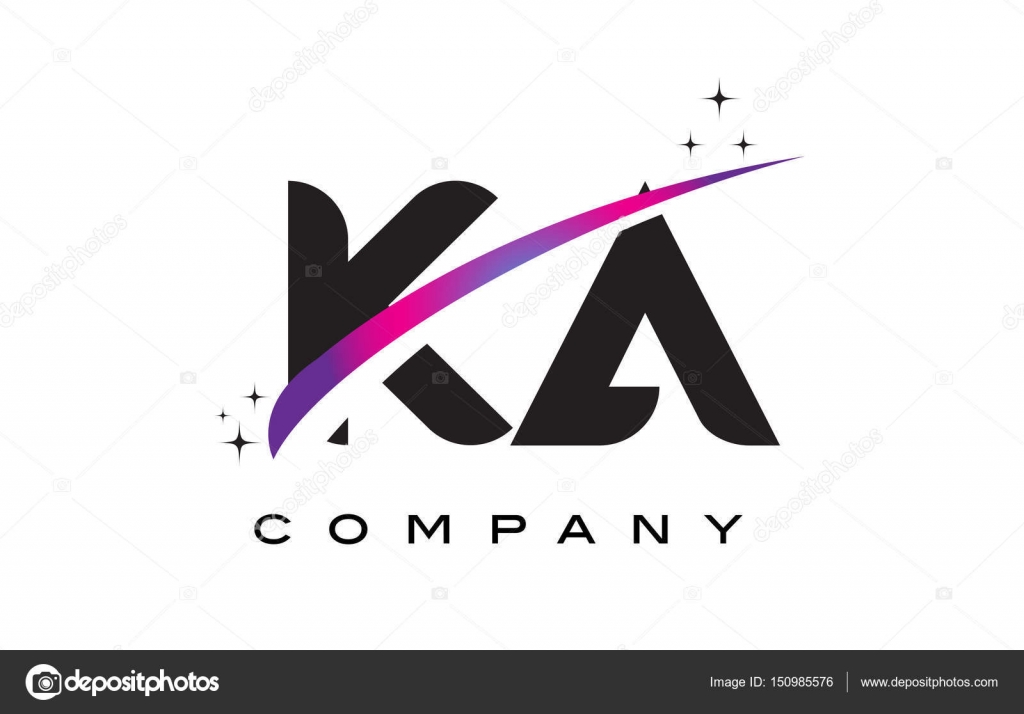 KA K A Black Letter Logo Design with Purple Magenta Swoosh Stock Vector ...