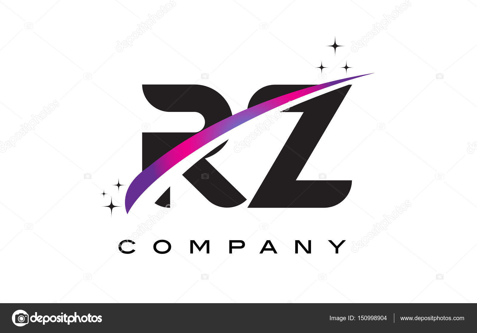 RZ R Z Black Letter Logo Design with Purple Magenta Swoosh Stock Vector ...