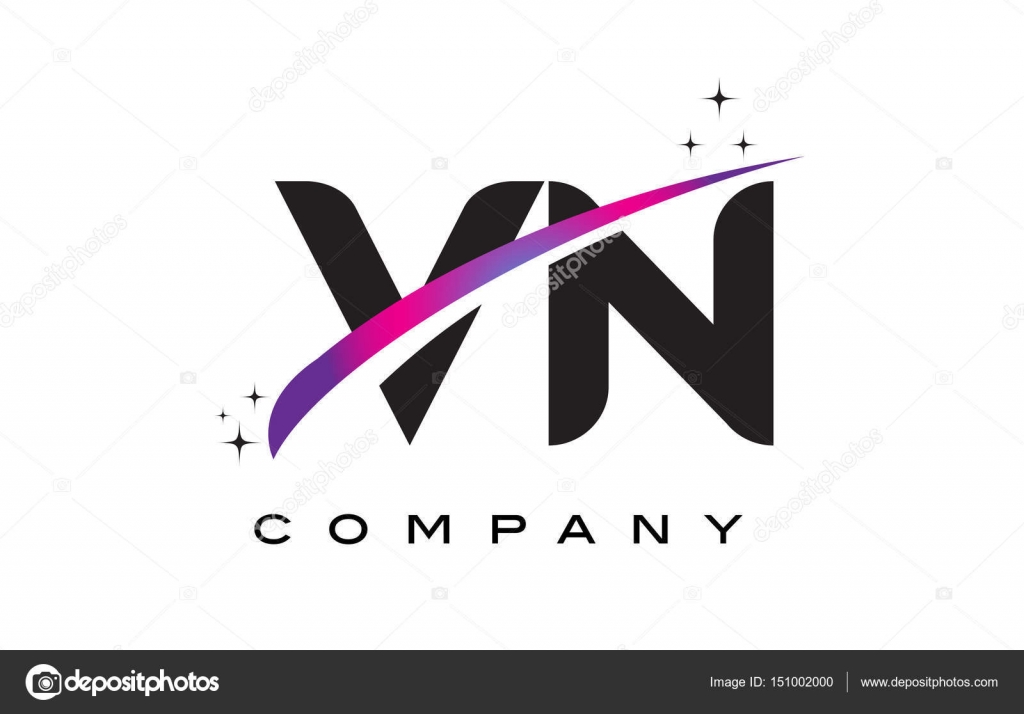 VN V N Black Letter Logo Design with Purple Magenta Swoosh Stock Vector ...