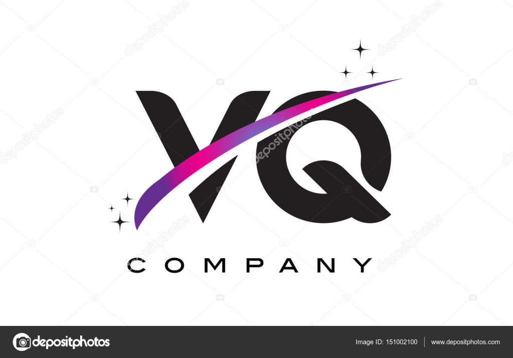 VQ V Q Black Letter Logo Design with Purple Magenta Swoosh Stock Vector ...