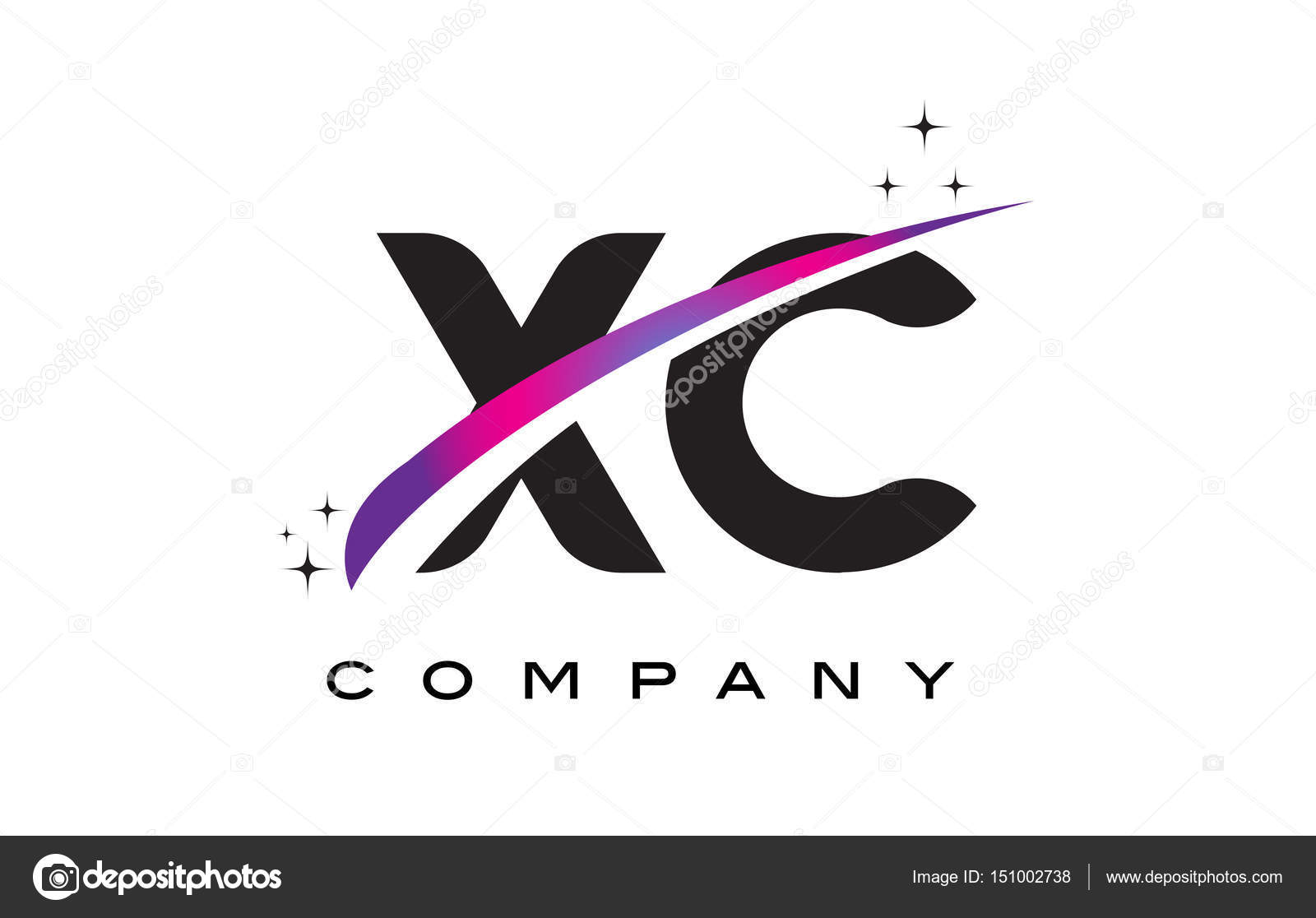 XC X C Black Letter Logo Design with Purple Magenta Swoosh Stock Vector ...