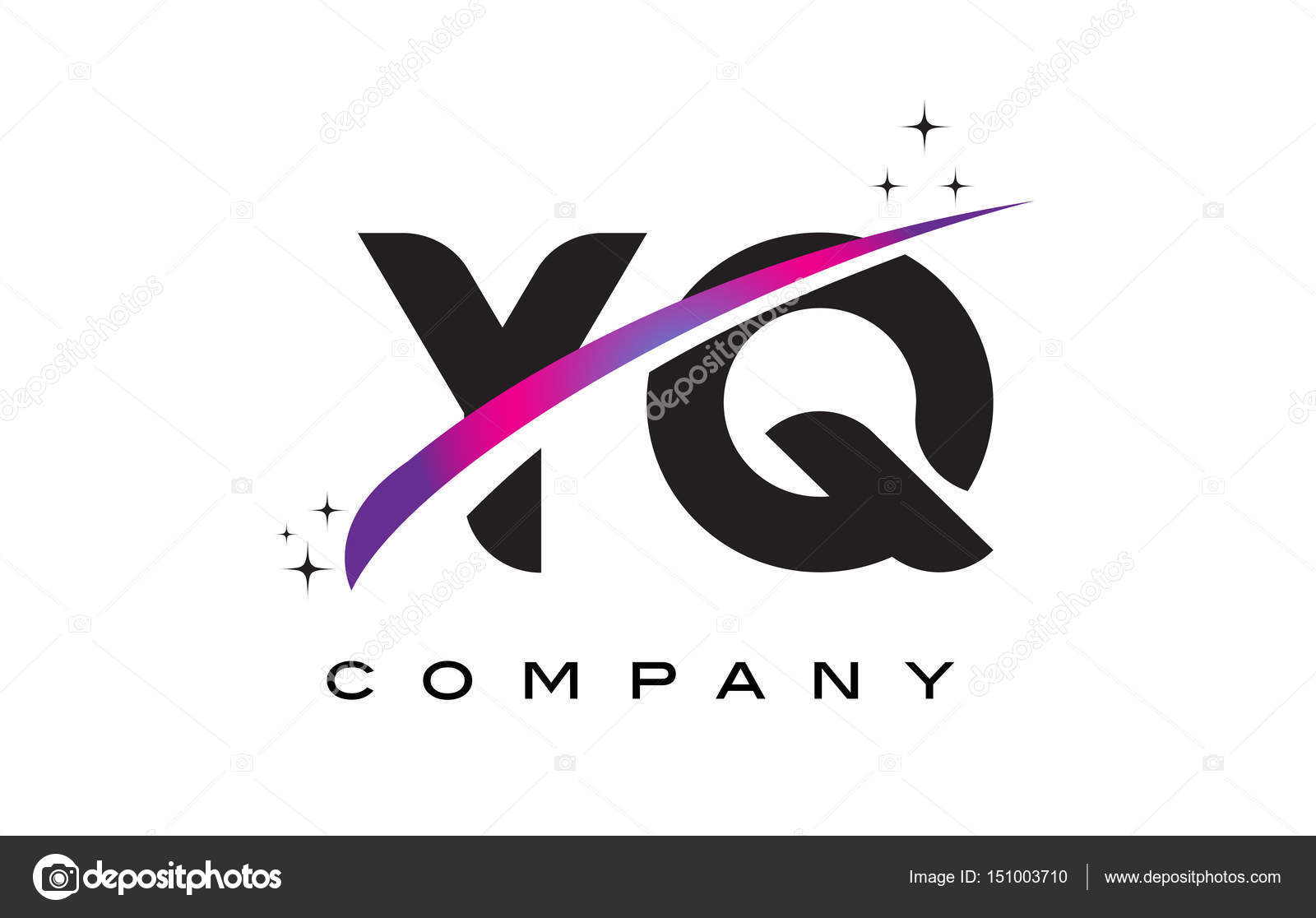 YQ Y Q Black Letter Logo Design with Purple Magenta Swoosh Stock Vector ...