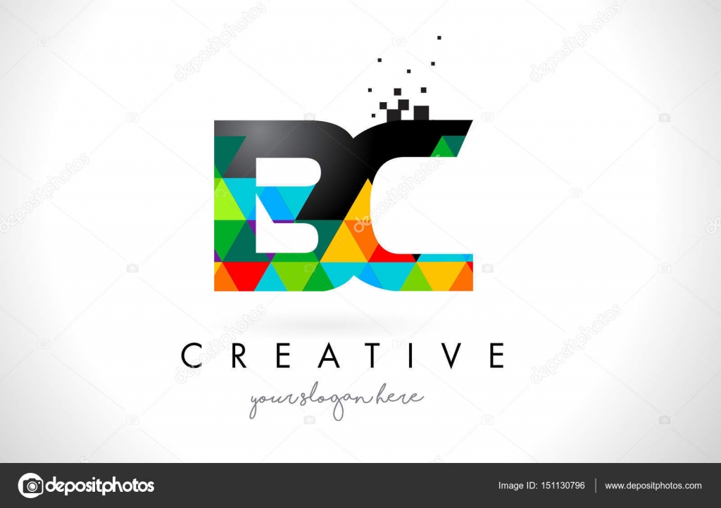 BC B C Letter Logo with Colorful Triangles Texture Design Vector Stock ...