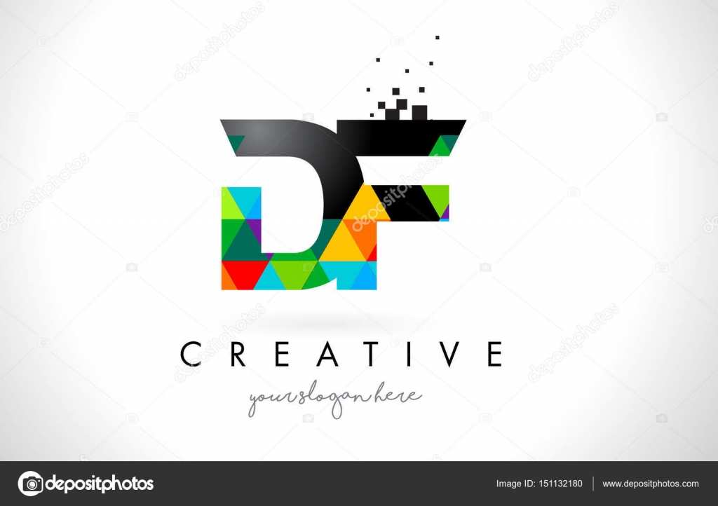 DF D F Letter Logo with Colorful Triangles Texture Design Vector ...