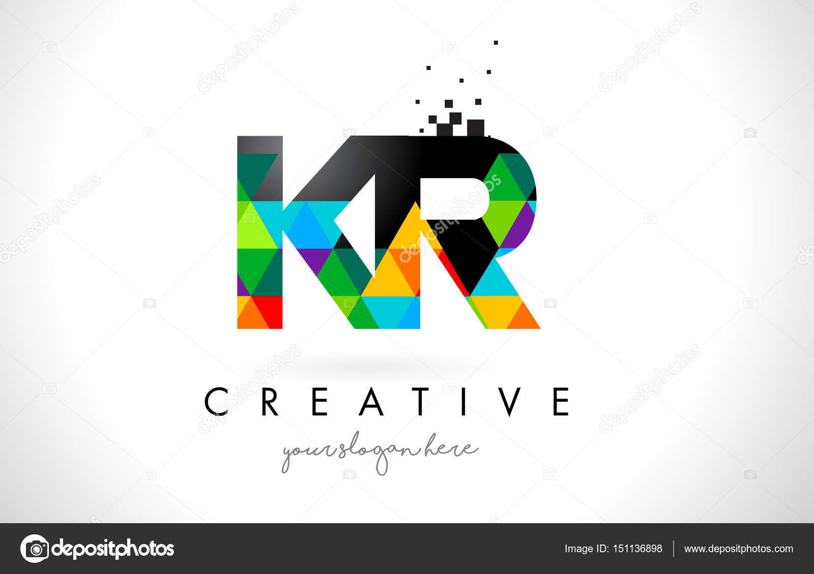 KR K R Letter Logo with Colorful Triangles Texture Design Vector Stock ...