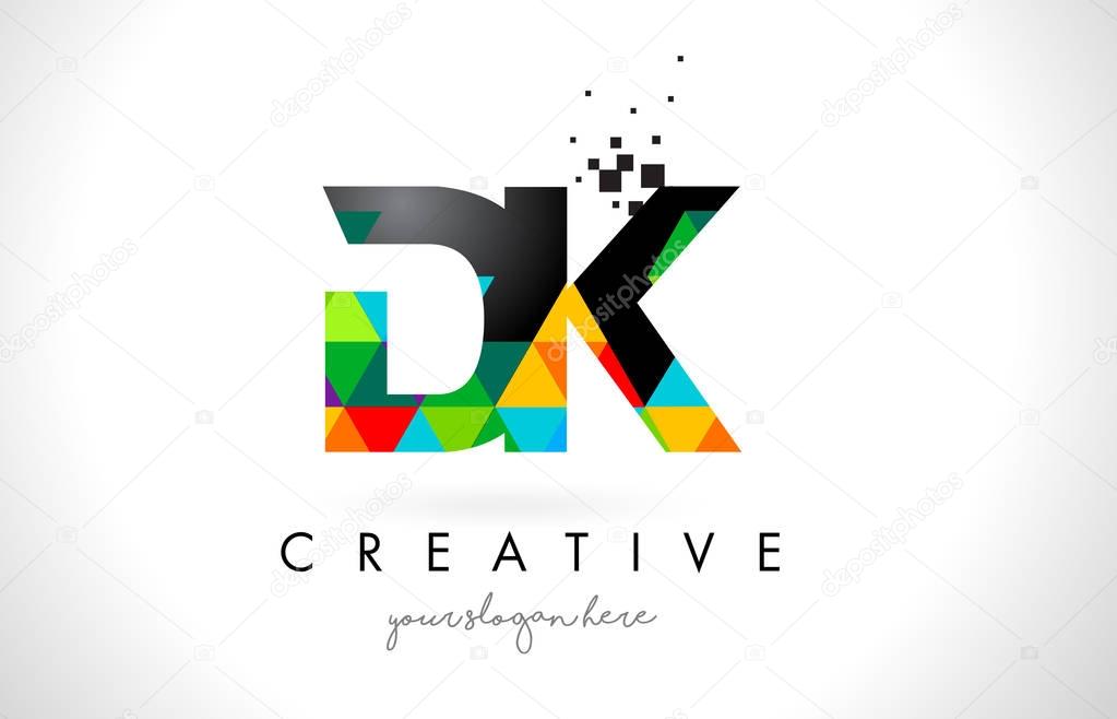 Logotipo de la letra DK D K con triángulos coloridos Vector de diseño ...