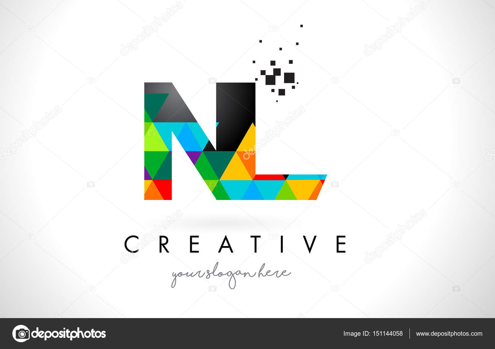NL N L Letter Logo with Colorful Triangles Texture Design Vector ...