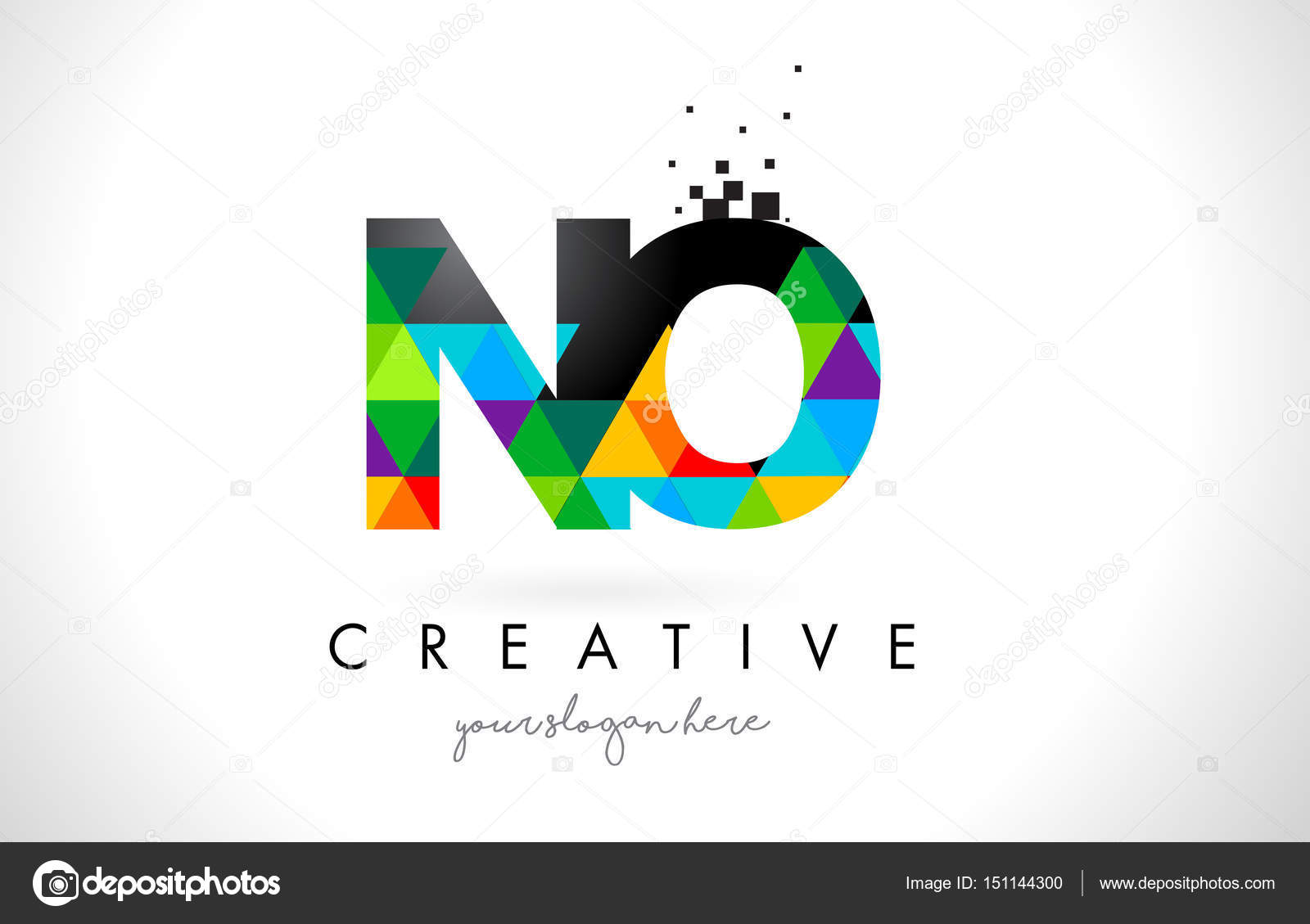 NO N O Letter Logo with Colorful Triangles Texture Design Vector Stock ...
