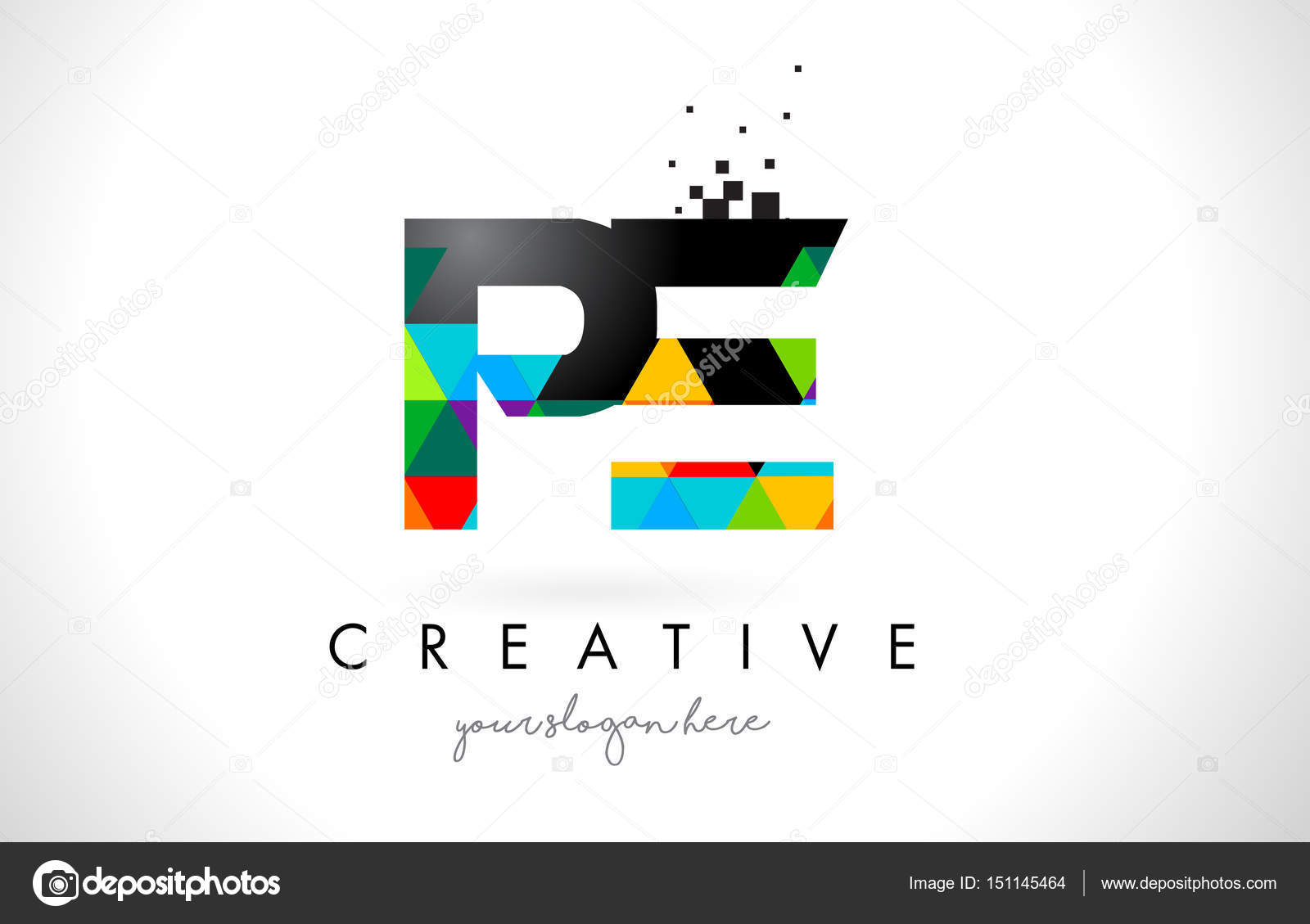 Pe logo | PE P E Letter Logo with Colorful Triangles Texture Design ...
