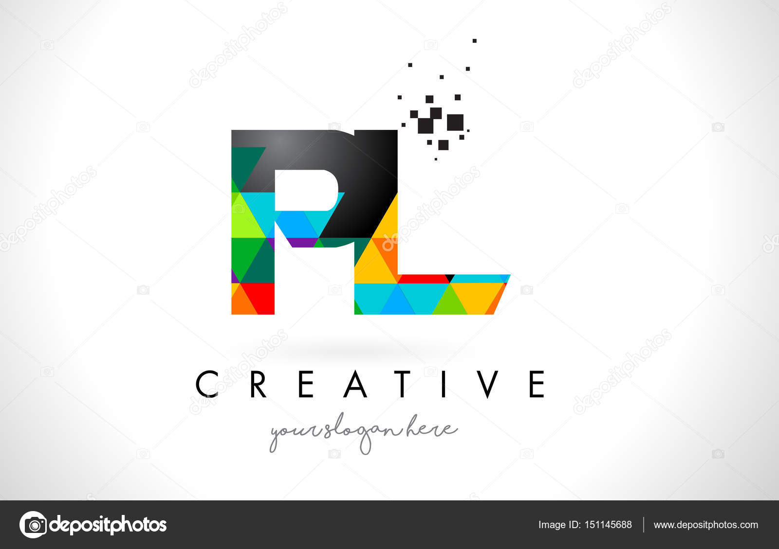PL P L Letter Logo with Colorful Triangles Texture Design Vector Stock ...